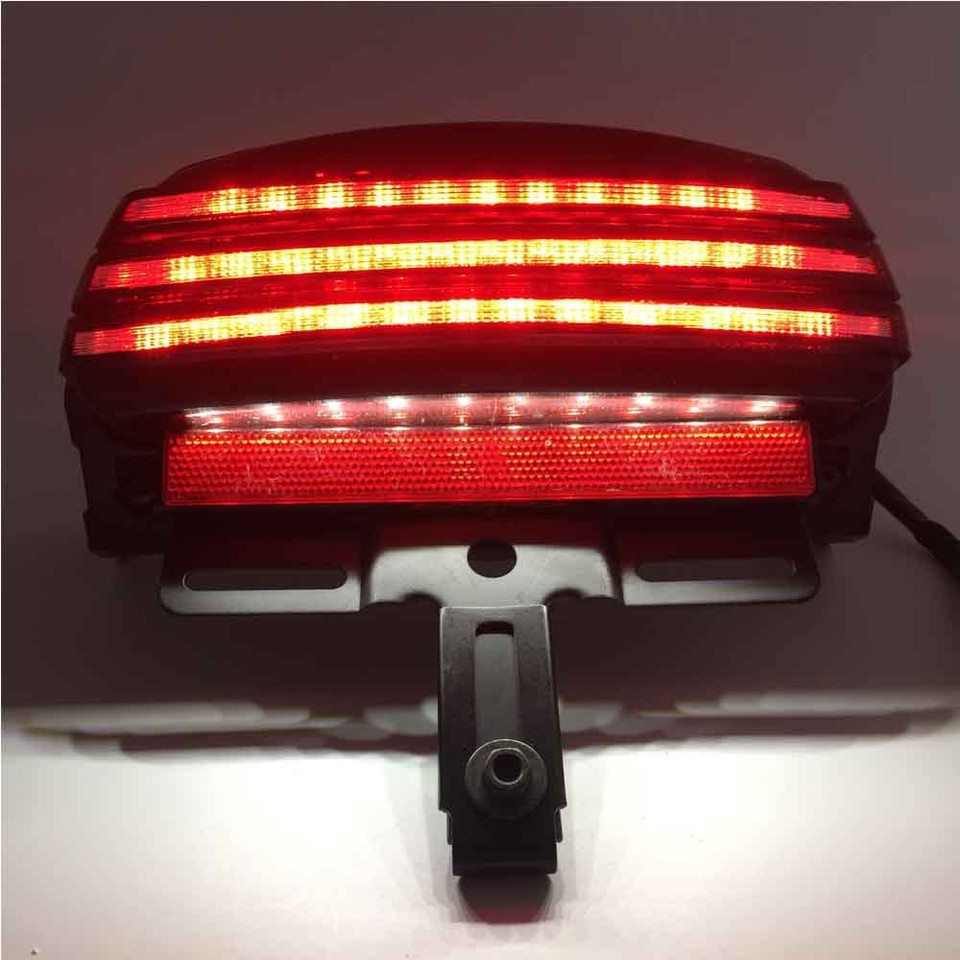Tri-Bar Fender LED Tail Turn Signal Light Black For Softail FXST FXSTC ...
