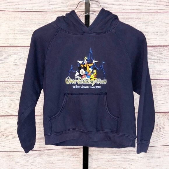Walt Disney World Navy Blue Hoodie Goofy Mickey Pluto Donald Unisex ...