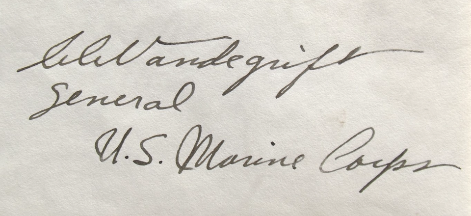 Alexander Vandegrift Signed Autograph 18th Commandant Marine Corps ...