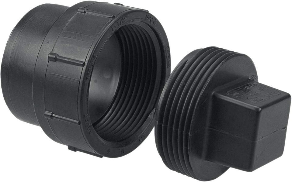 3 In. ABS Cleanout Adapter SPG X Cleanout with Plug, ABS DWV, Solvent ...
