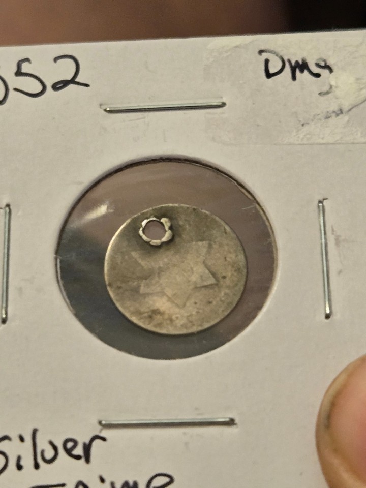 1852 Silver Trime - Historic U.S. Coin - Holed for Necklace - 75% ...