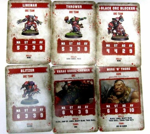 BloodBowl 2016 orc Player Stat Cards blood bowl | eBay