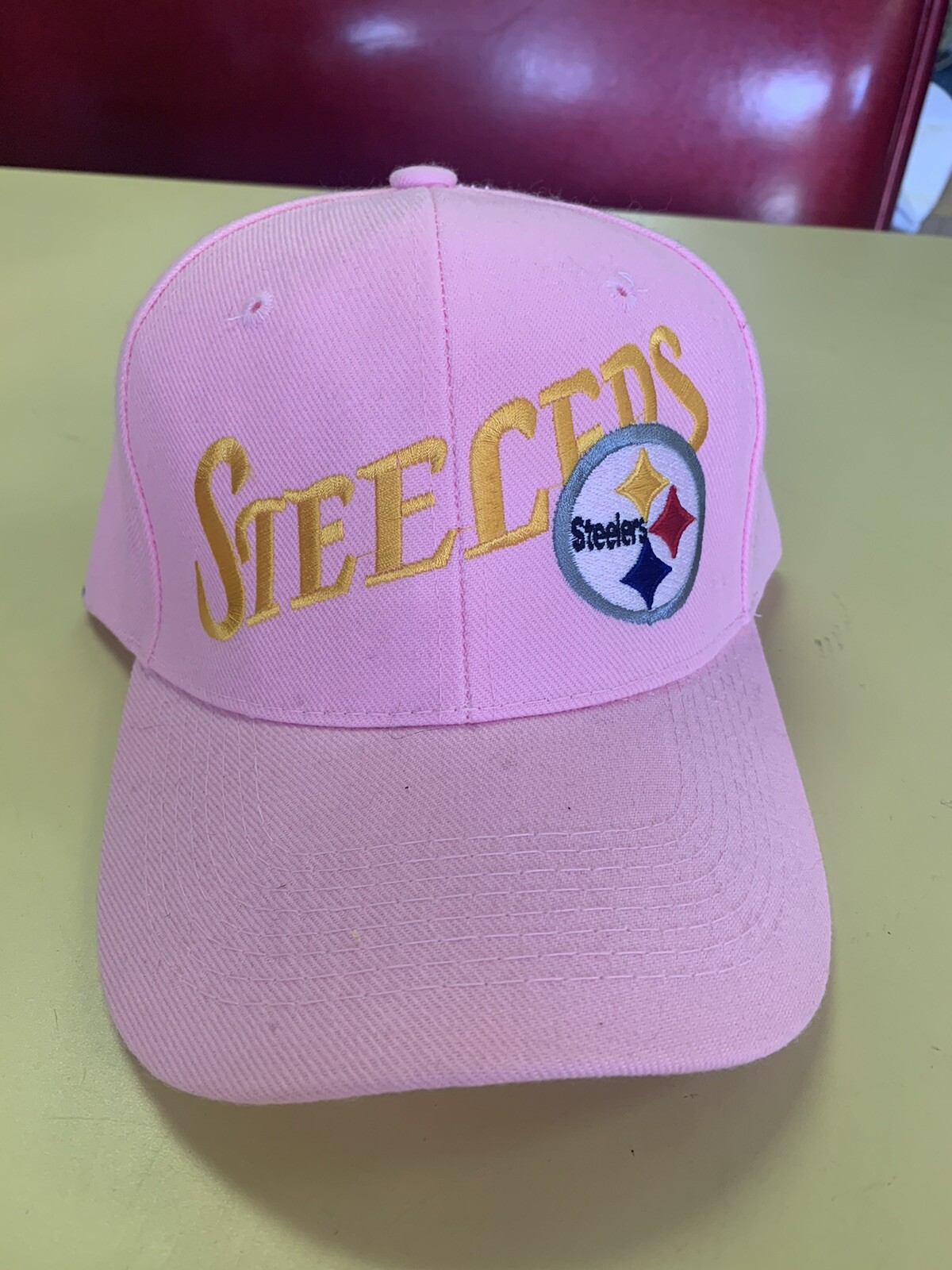 Pittsburg Steeler Script, Pink Baseball Hat Cap Adjustable Hook Loop ...
