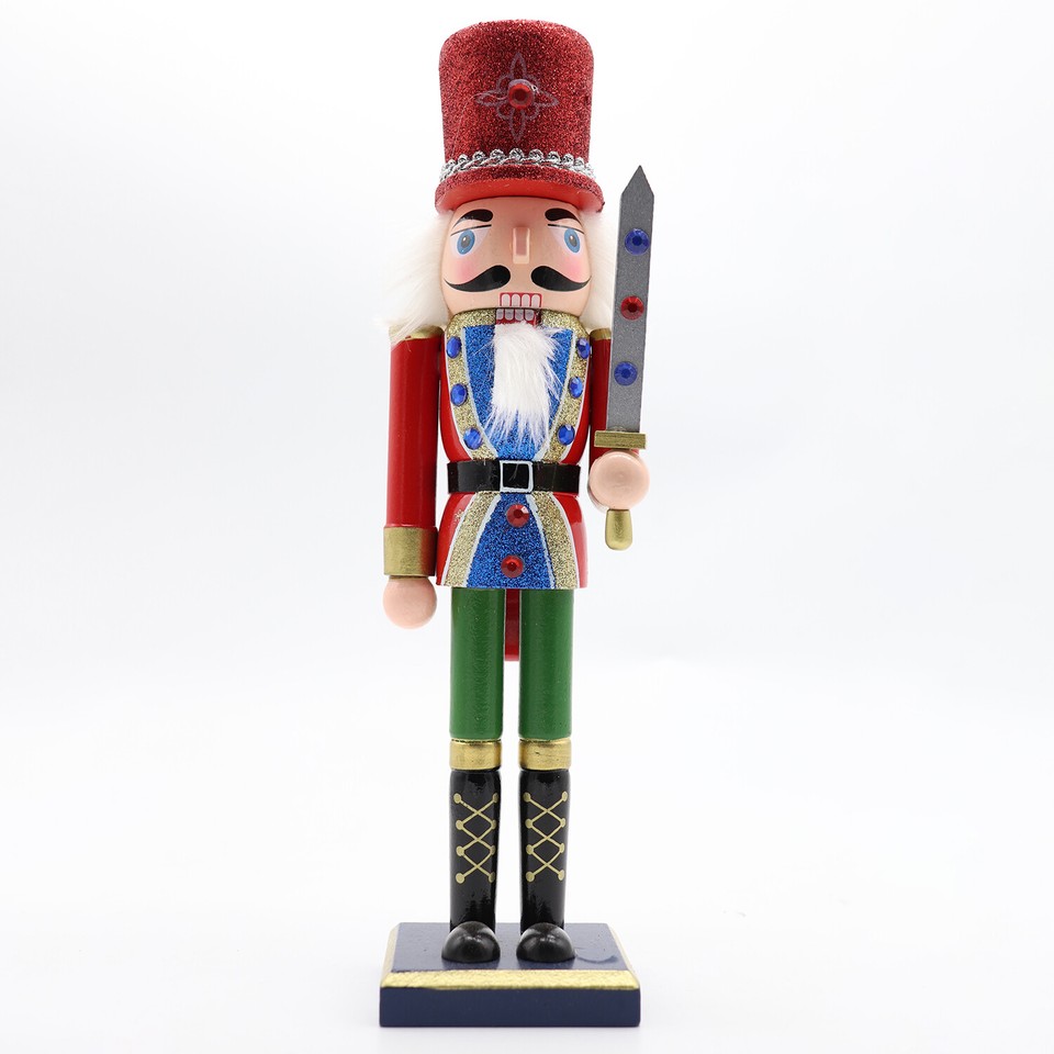 30cm 12" Christmas Wooden Nutcracker Soldier Puppet Guard Statue Xmas ...