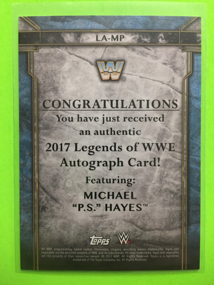 Michael Hayes 2017 Topps Legends Of WWE Autograph Card /199 Freebirds ...