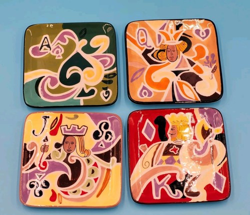 Poker Card Dishes 4 Set MWW Market Ceramic Game Room | eBay