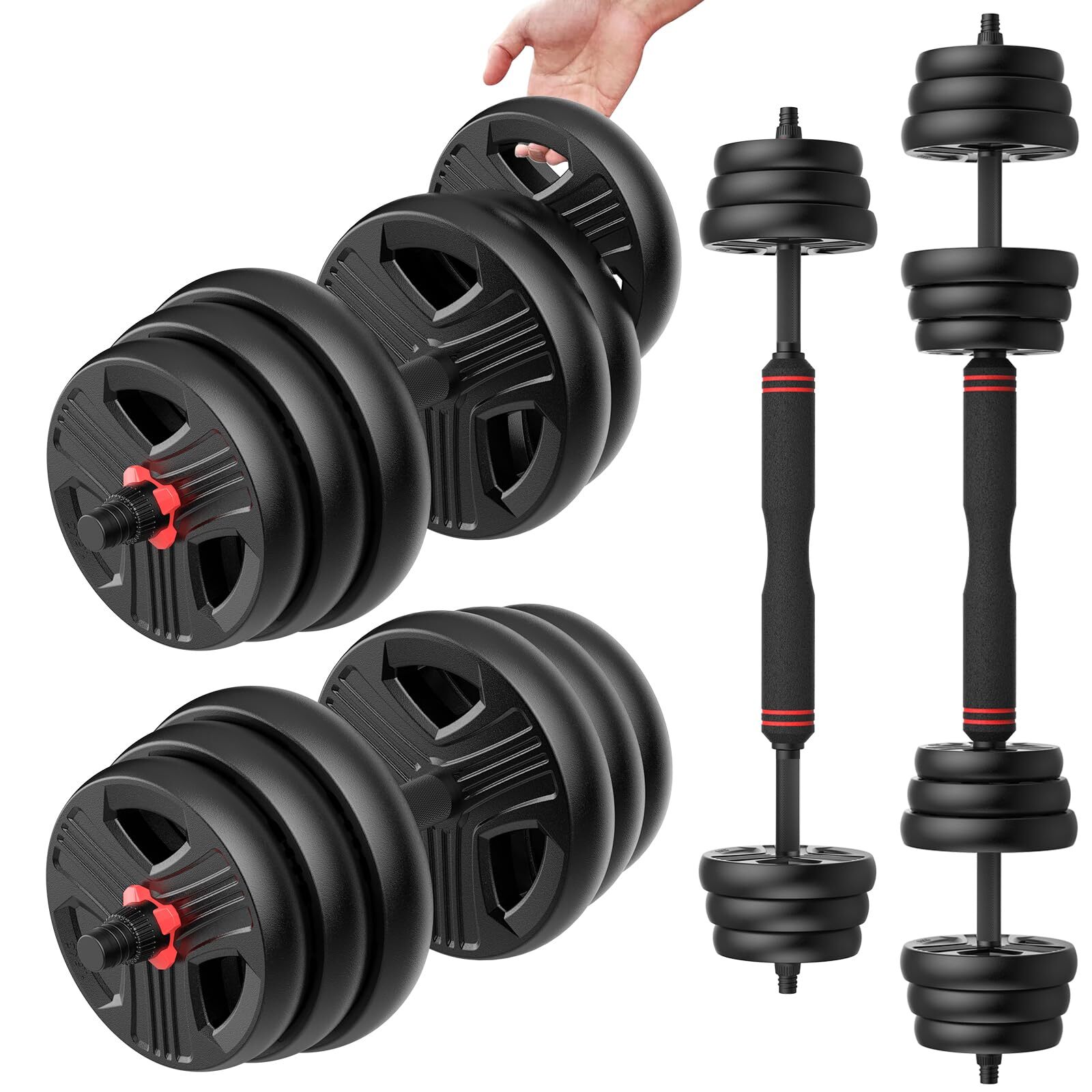 Adjustable Dumbbells Set 20/30/40/55/60/70/80/90Lbs Free Weight Set ...