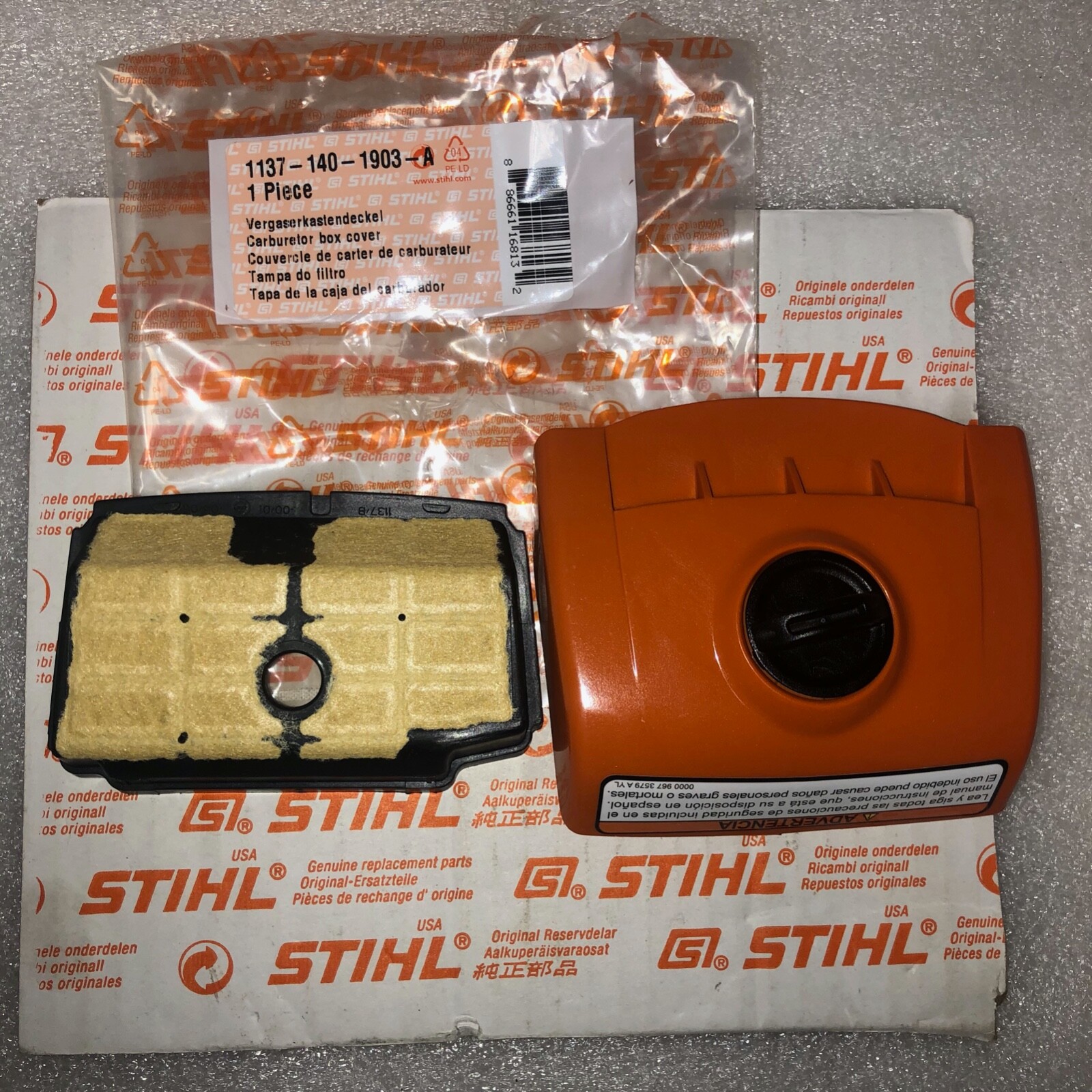 GENUINE STIHL ms194t ms193t air filter and cover 1137 140 1903 1137 120 ...