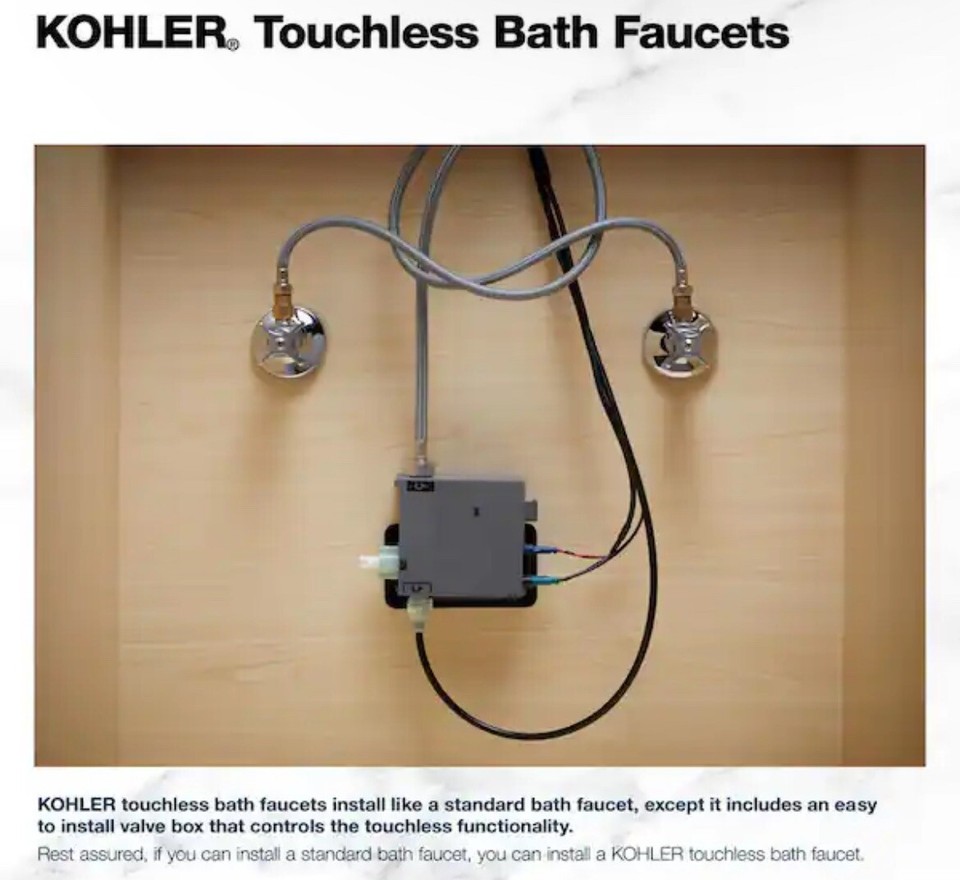 KOHLER Bathroom Sink Faucet Touchless Single Hole Metal Vibrant Brushed ...