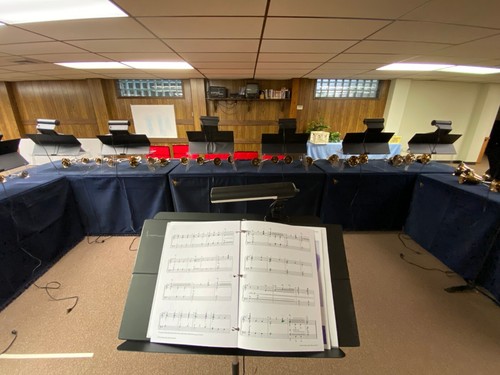 3 OCTAVE SET OF MALMARK HANDBELLS C4-C7 WITH TABLES, PADS, CASES ...