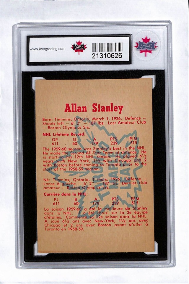 1960-61 Parkhurst Allan Stanley KSA 5 (CP) #16 | eBay