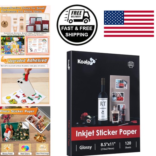 Printable Glossy Sticker Paper 8.5x11 for Inkjet Printers Strong ...