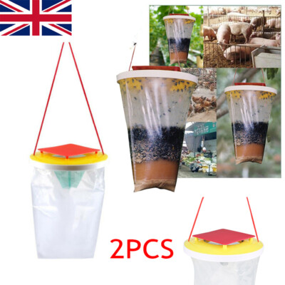 2X Red Top Fly Trap Bag Catcher 20,000 Flies Insects Pest Control ...