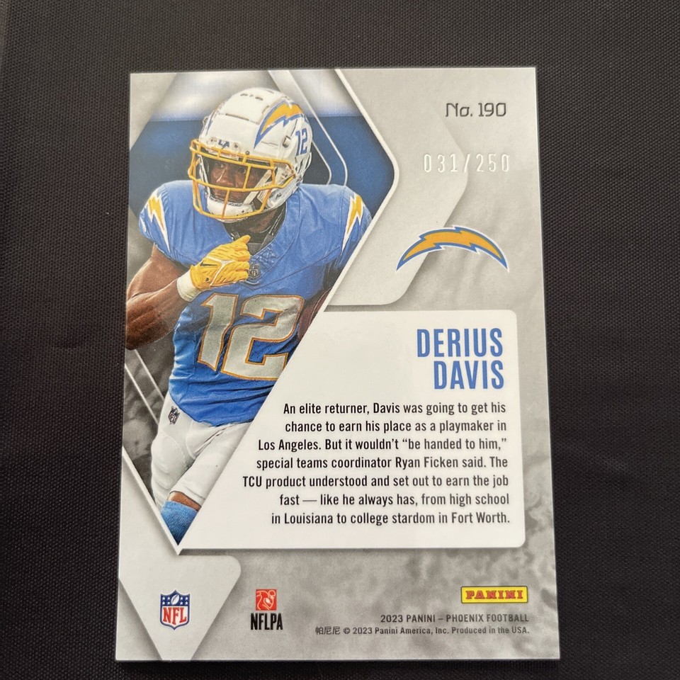 2023 Panini Phoenix Derius Davis RC Rookie Red Prizm /250 #190 Chargers ...