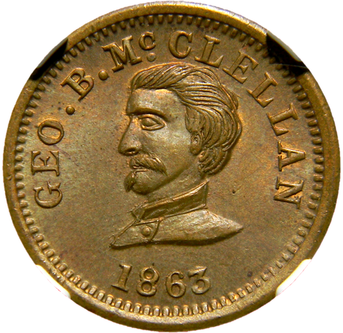 1863 George B. McClellan Civil War Token F-141/307 a NGC MS 65 BN (25 ...