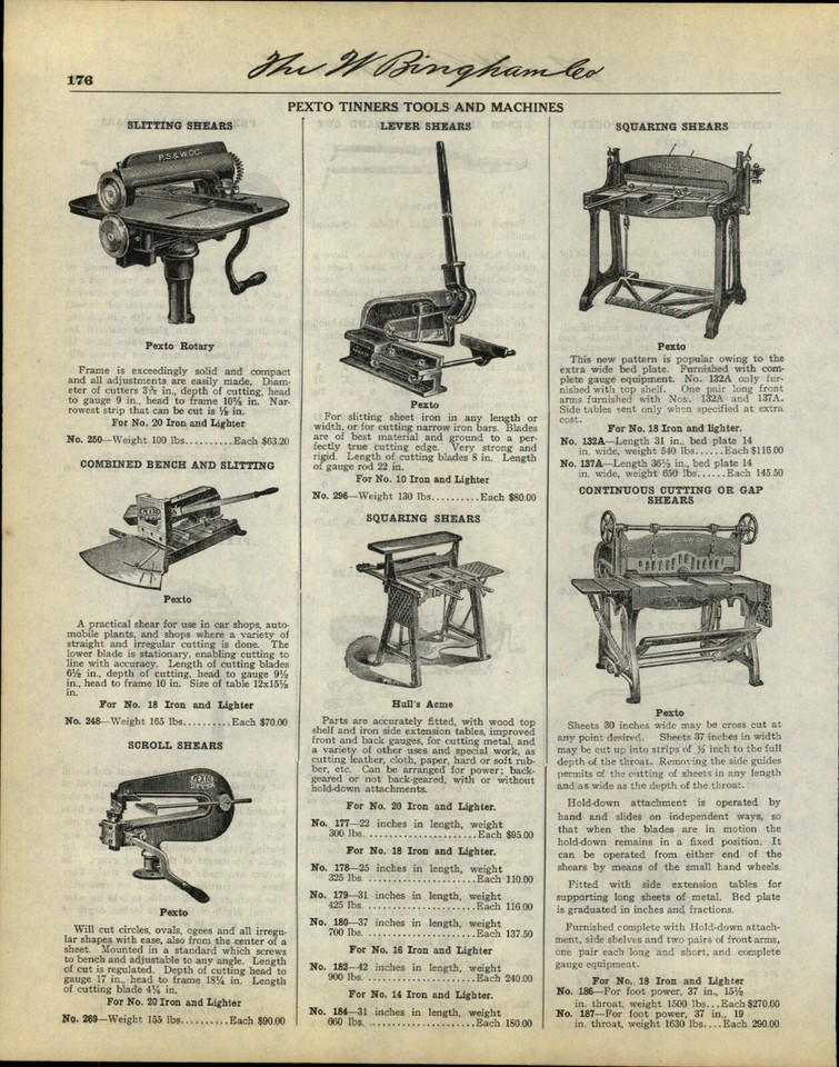 1918 PAPER AD Tinner Bench Shears Pexto Circular Slitting Lever ...