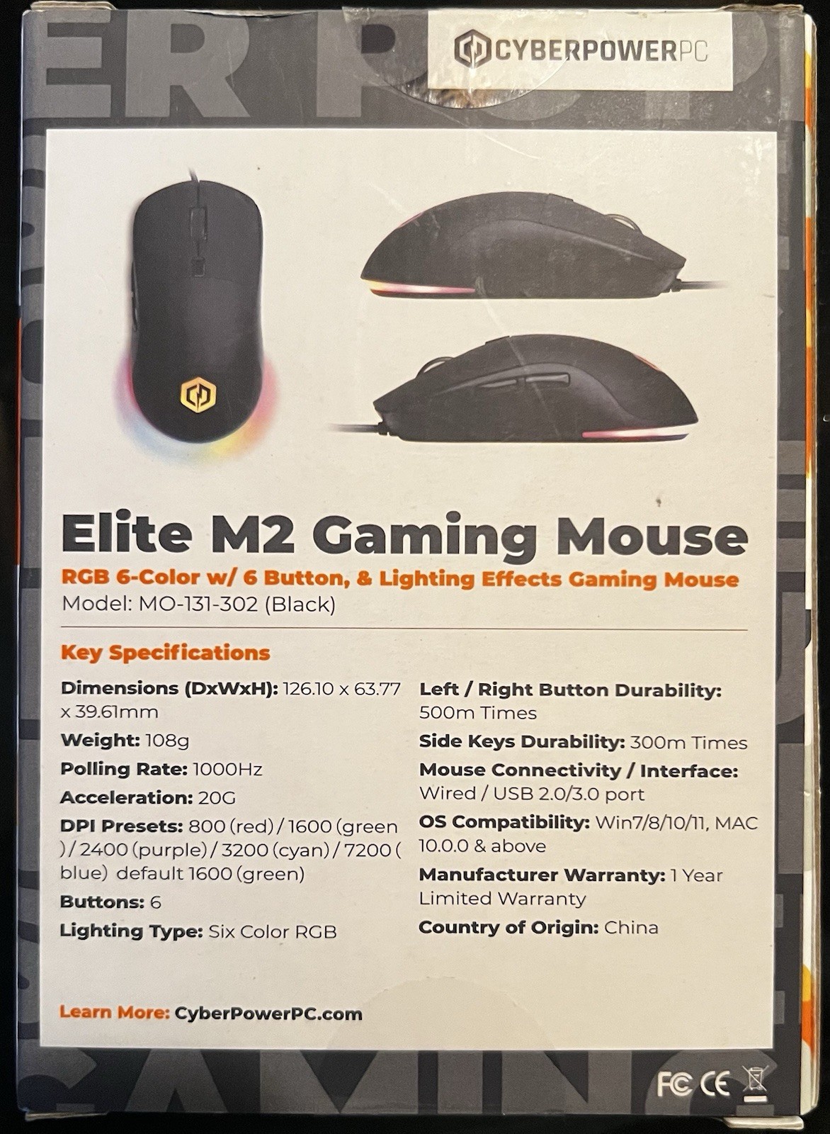 Elite M2 Gaming Mouse By CYBERPOWER PC • Brand New • Sealed Box | eBay