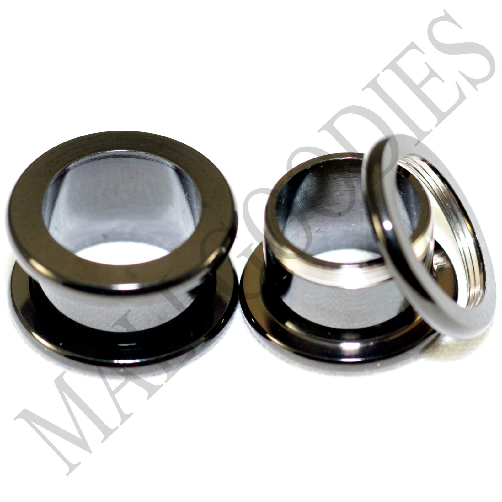 1468 Screw-on / fit Black 9/16" Inch 14mm Flesh Tunnels Ear Plugs ...