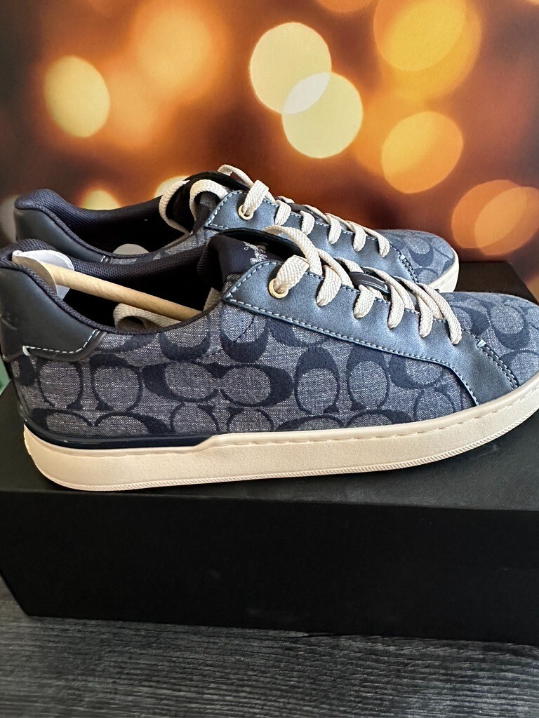 Coach Clip Low Top Sneaker In Signature Chambray Midnight Navy US 10.5 ...