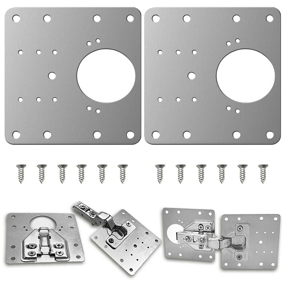 10 Kitchen Cupboard Door Hinge Repair Kit Plate and Fixing Screws ...