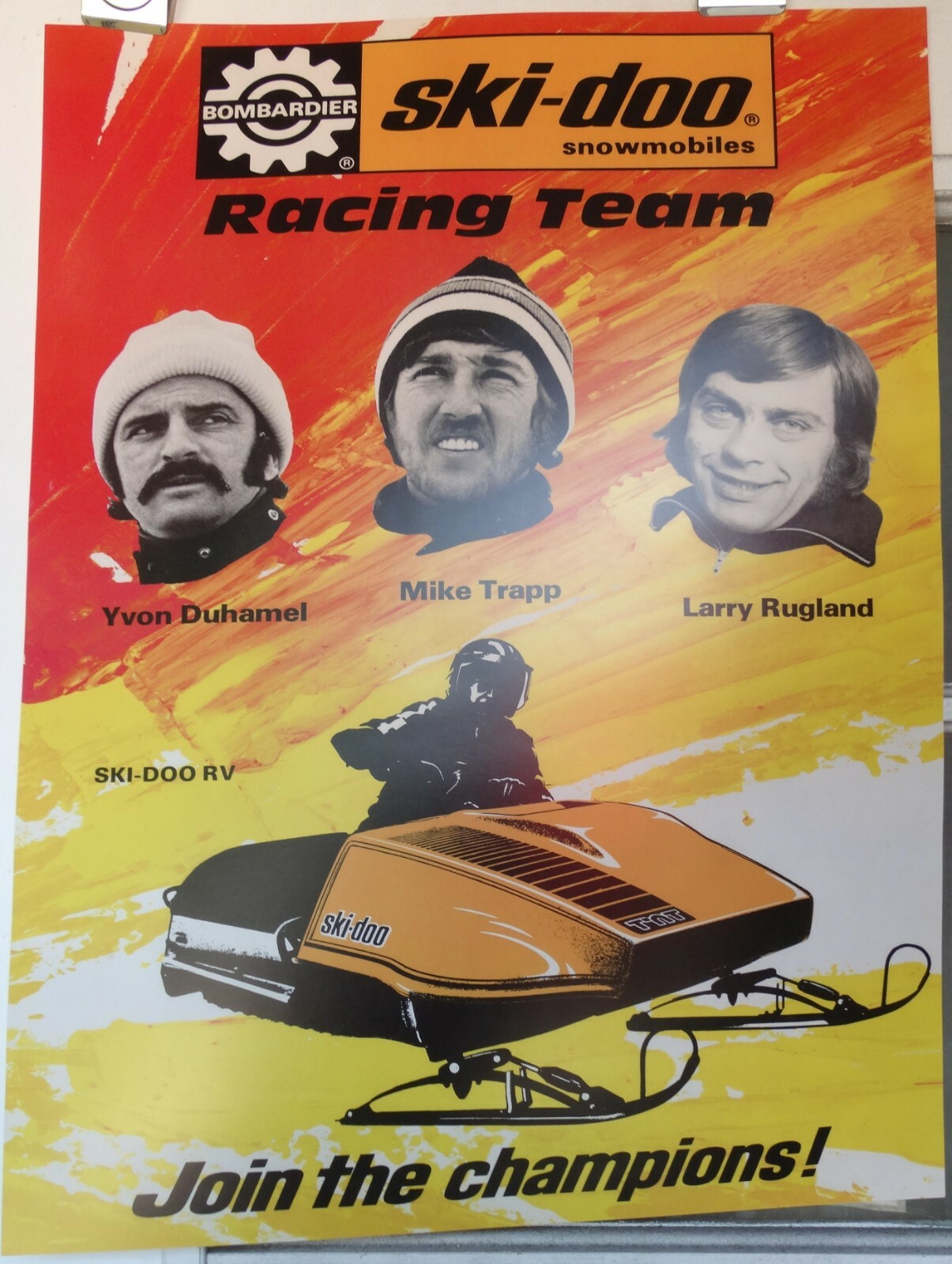 VINTAGE SKI-DOO FACTORY RACING TEAM POSTER DUHAMEL TRAPP 24" X 18 ...
