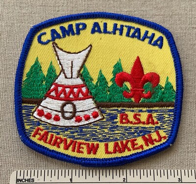 Vintage CAMP ALHTAHA Boy Scout Camper PATCH Fairview Lake New Jersey BSA Badge | eBay