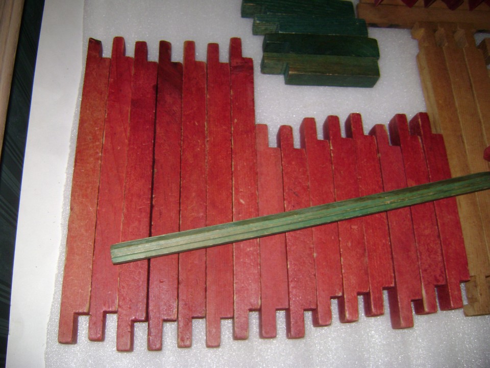 Vintage Antique Lincoln Logs Building Blocks Square Red Green | eBay