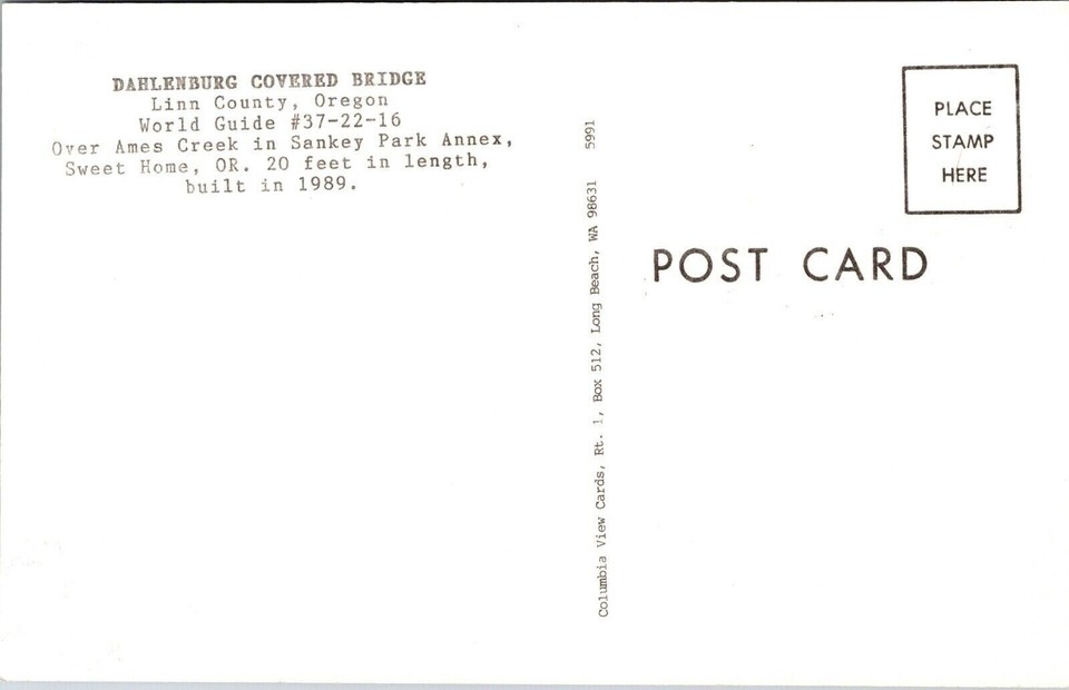 Dahlenburg Covered Bridge Linn County Oregon Ames Creek Sankey Park ...