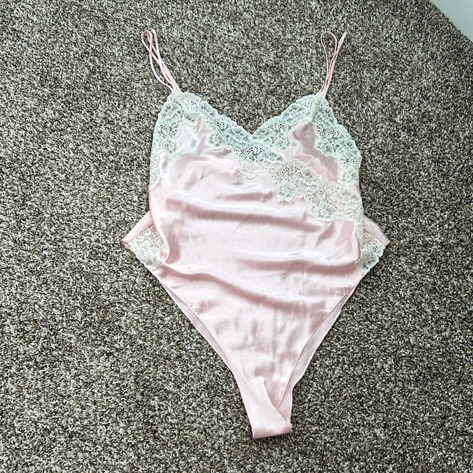 Vintage 80s Victorias Secret Gold Label Pink Lace Nightie Sexy Bodysuit ...