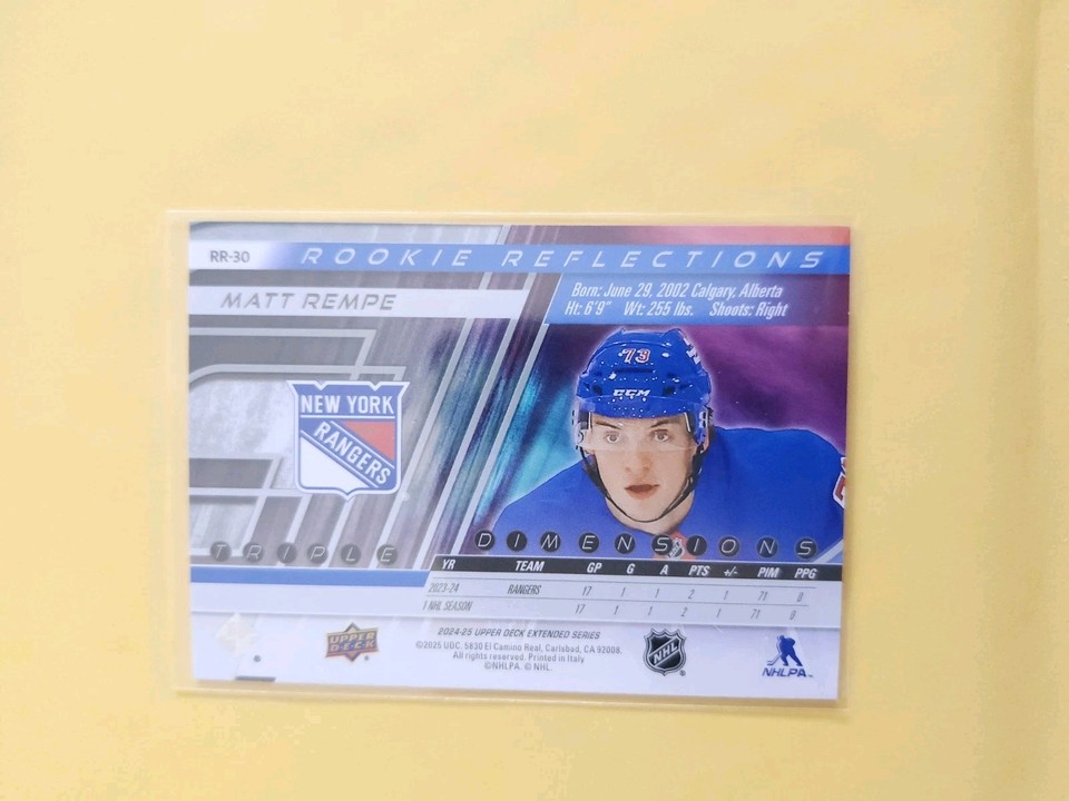 2024-25 Upper Deck Extended Series Matt Rempe Rookie Reflections #RR-30 ...