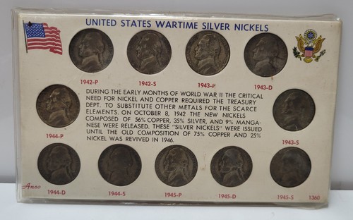 Anco United States Wartime Silver Nickels 11 Coin Set Ungraded ...