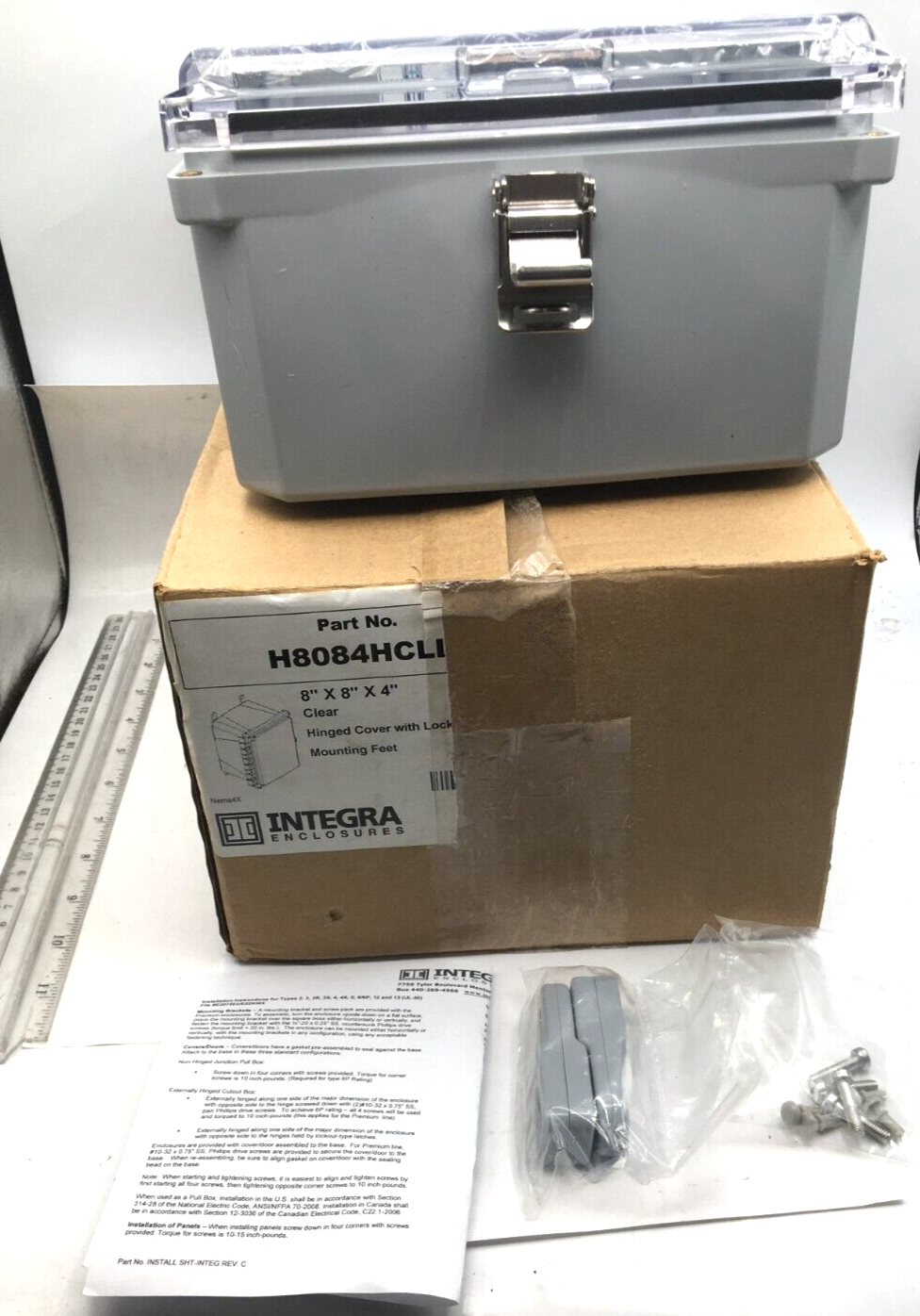 Integra Enclosure Clear Hinged Cover 8x8x4 With Lock H8084HCLL New | eBay