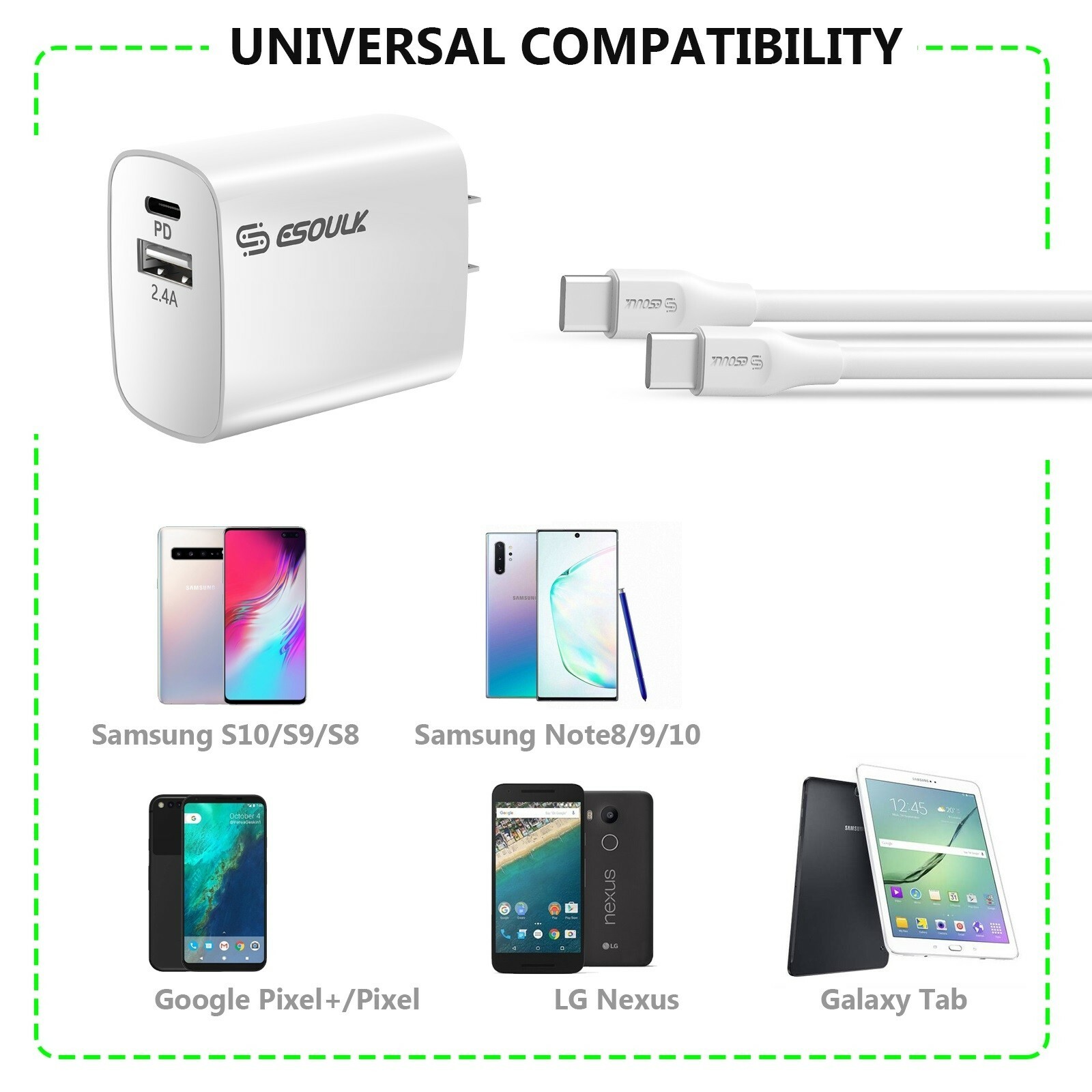 FOR Sense TW102 TW-102 18W Wall Home Charger PD & USB-A w Cable | eBay