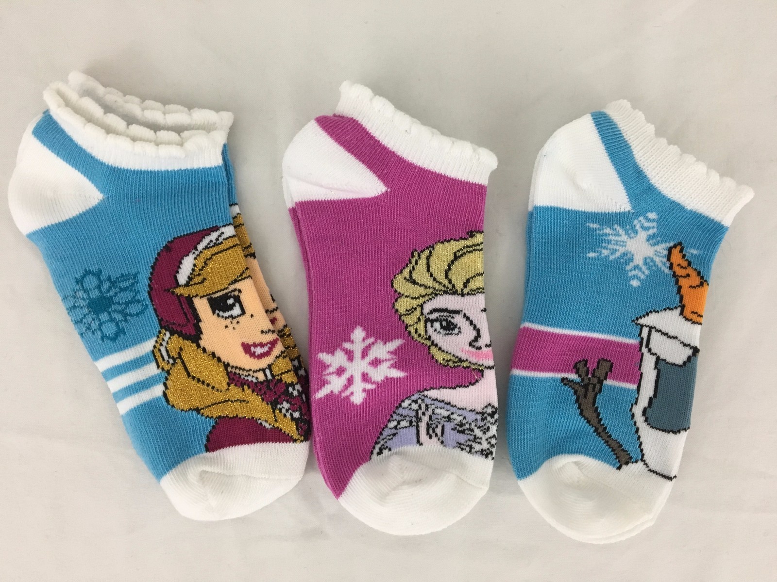 12 Pair Disney Frozen Socks Low Cut Ankle Elsa Anna Olaf Sizes SM or ML ...
