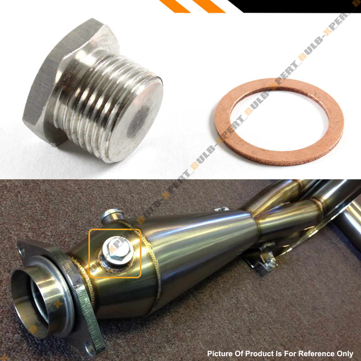 M18 X 1.5 Thread Silver 304 Stainless Steel O2 Oxygen Sensor Plug Bung ...