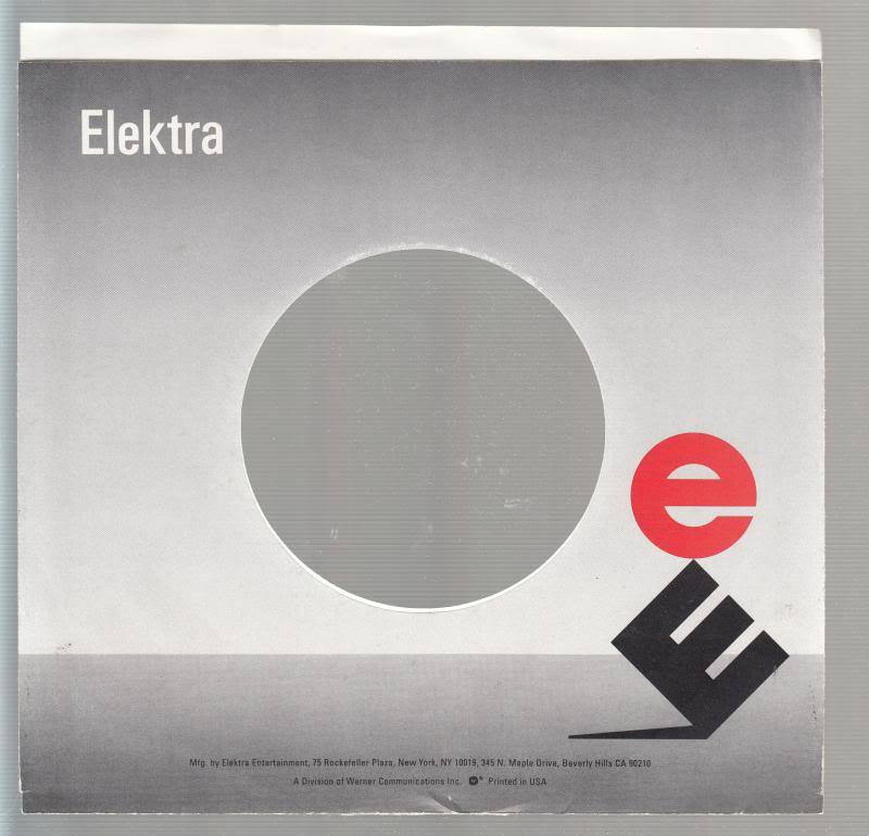 Company Sleeve 45 ELEKTRA - Gray w/ Red & Black E's (1989-1996) | eBay