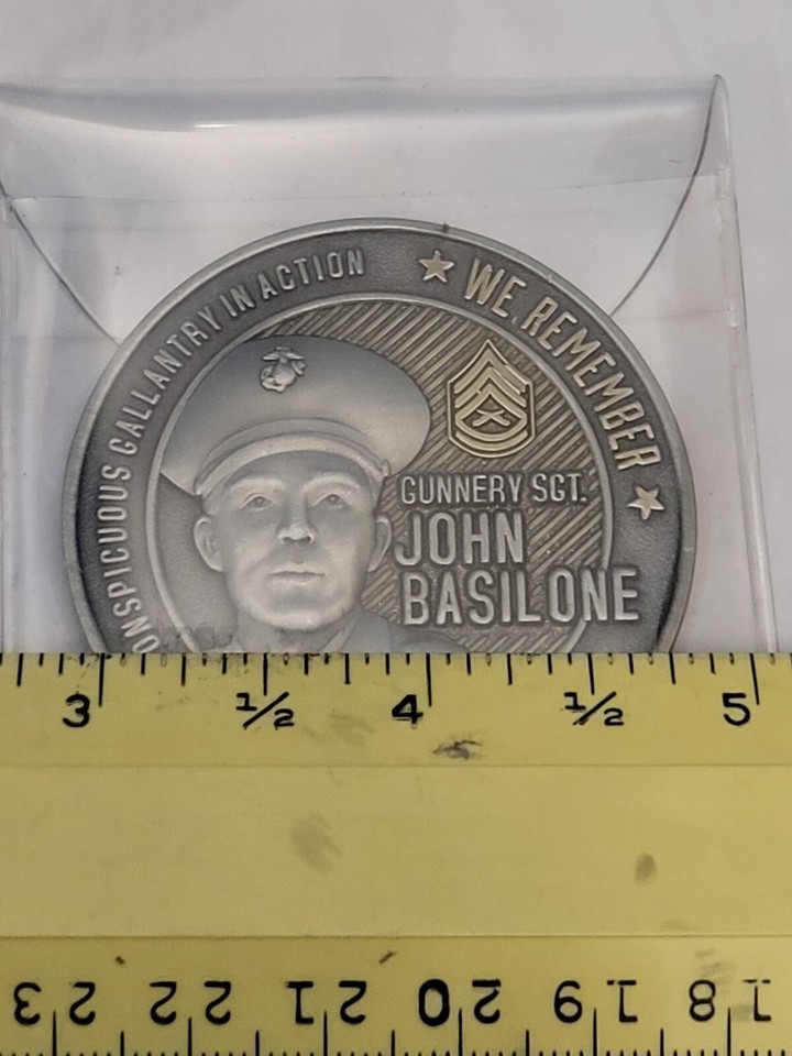 Vintage USMC WWII GYSGT John Basilone Challenge Coin 75 Years Iwo Jima ...