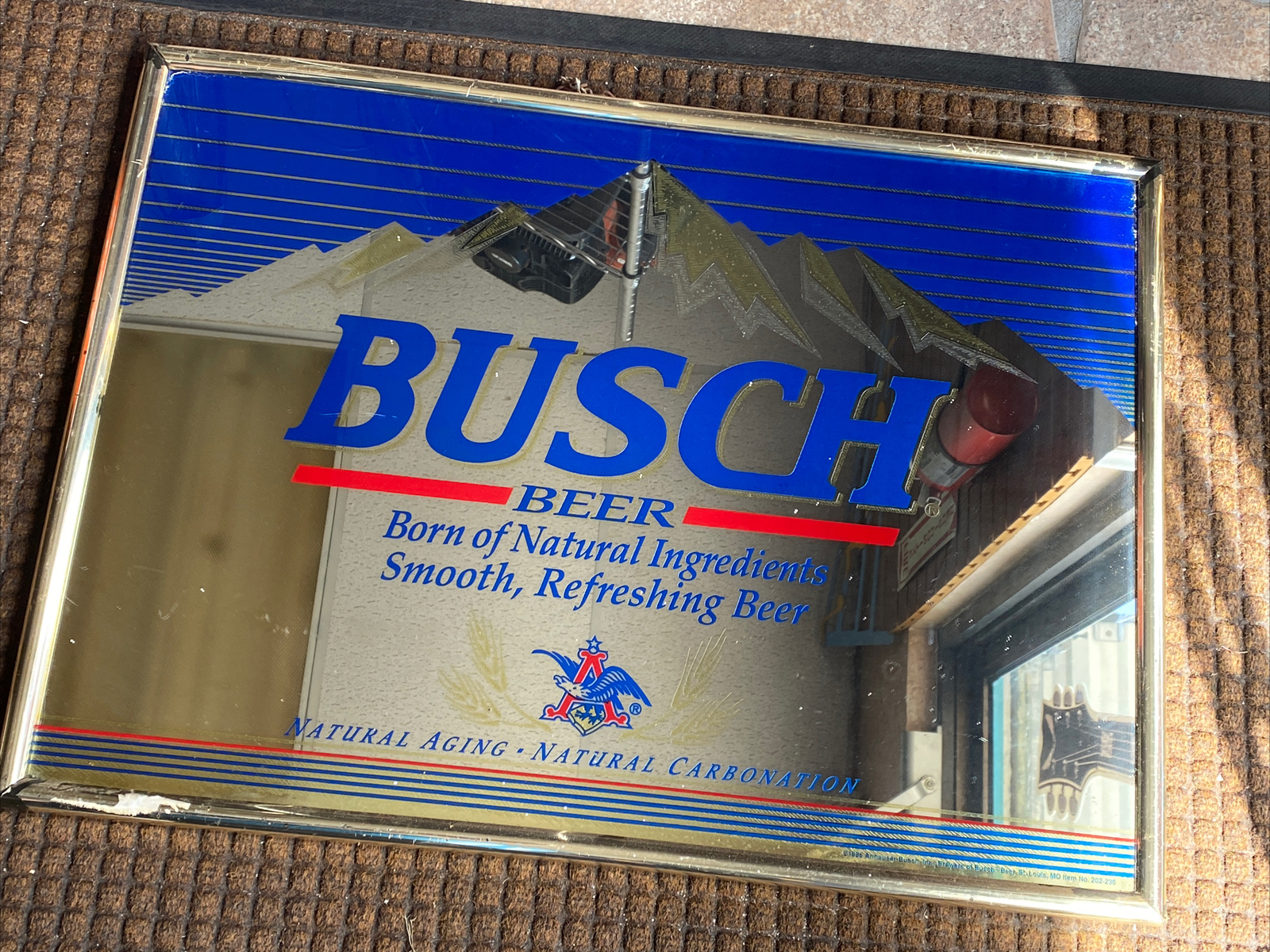VINTAGE BUSCH BEER MIRROR SIGN 1996 202-236 25x18 | eBay