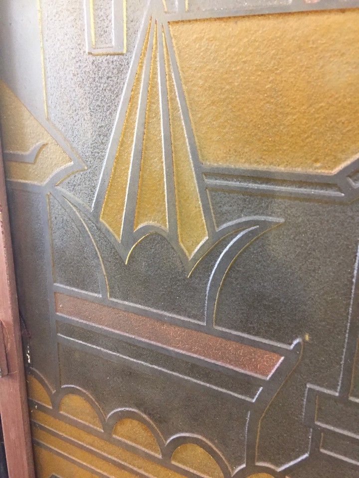 Antique Art Deco Asian Screen Lalique Style Acid Etched Glass Room ...