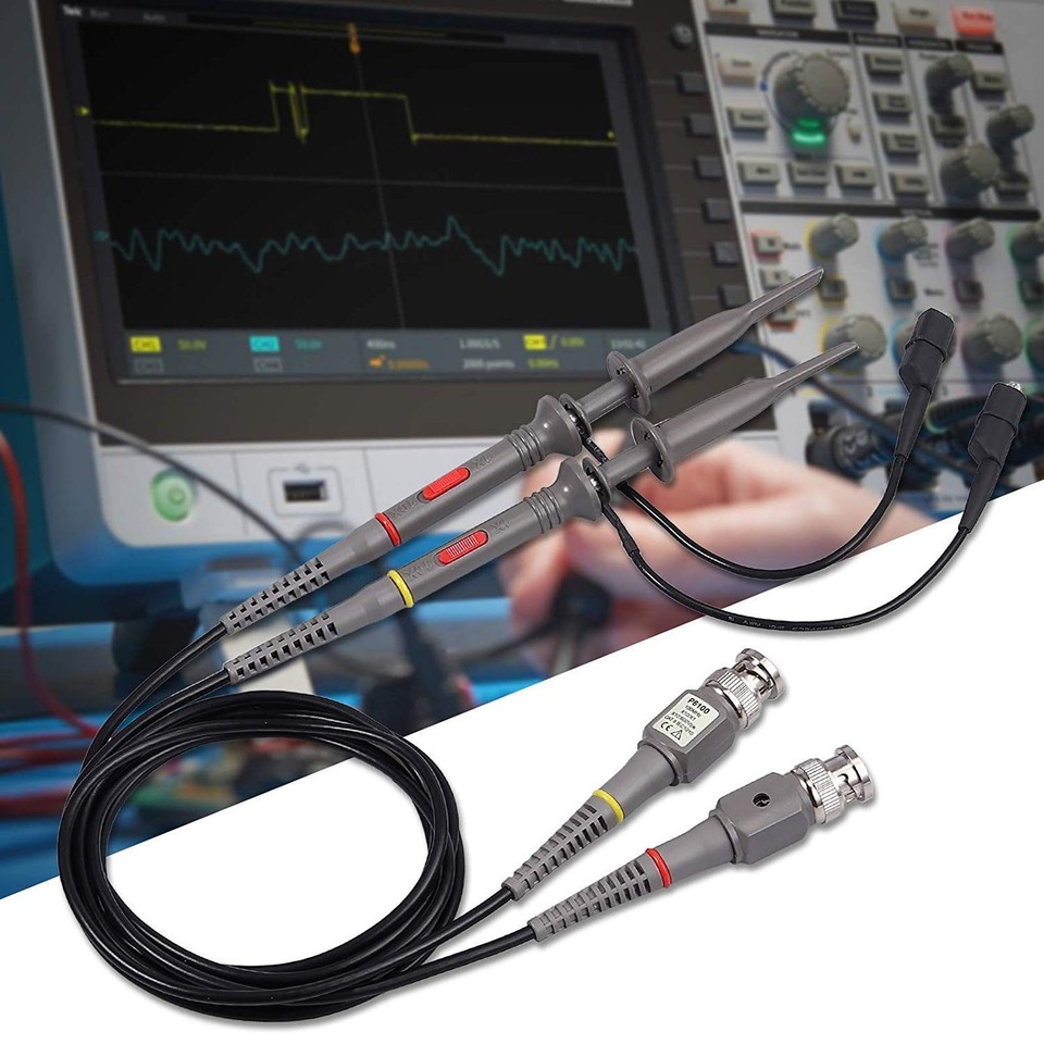 Universal oscilloscope probe kit 100mhz clip probes bnc test lead set ...