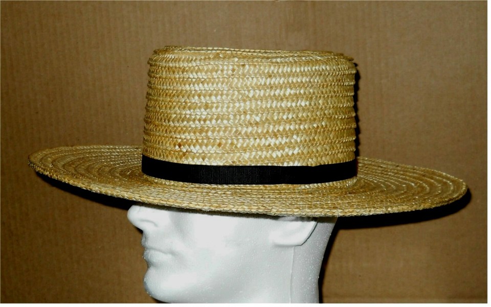 AMISH STRAW HAT - GENUINE WITH 5" CROWN AND 4" BRIM AUTHENTIC AMERICAN ...