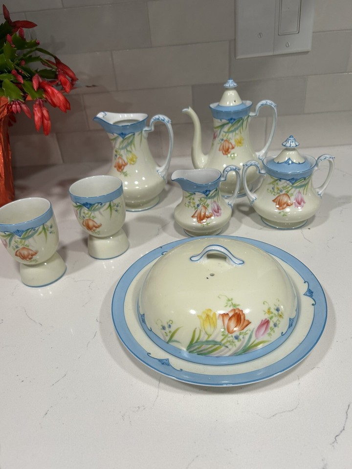 Nippon/Noritake Hand Painted Breakfast Set For 2 With Pancake Dish | eBay