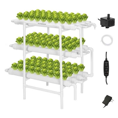 VIVOSUN 108 Sites Hydroponic Grow Kit Hydroponics System w/ Water Pump ...