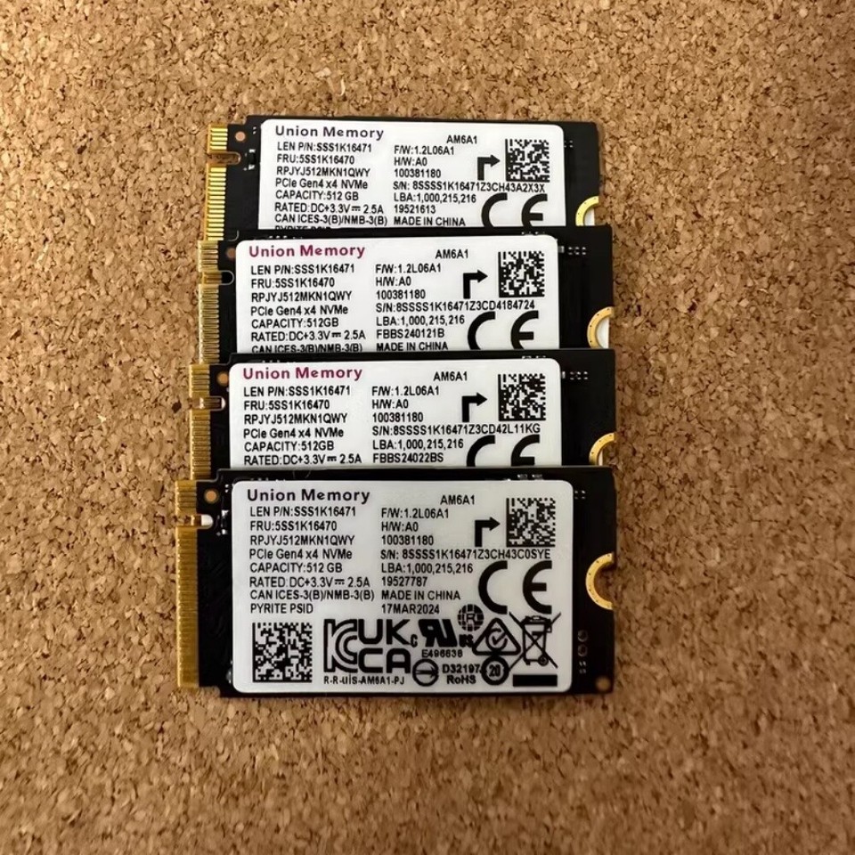 New Lenovo Union Memory AM6A1 RPJYJ512MKN1QWY 512GB NVMe 42mm Solid ...