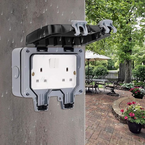 Weatherproof Outdoor 13A 2 Gang Twin Switched Double Socket Outside ...