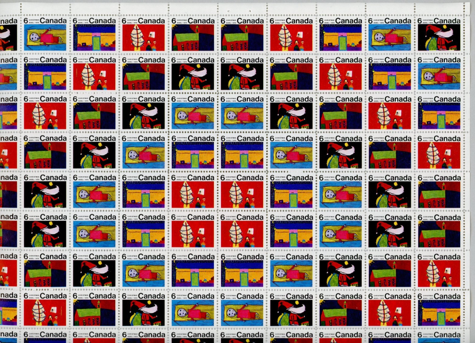 CANADA 1970 CHRISTMAS CHILDREN'S DRAWINGS #524-28, MINT NH FULL SHEET ...