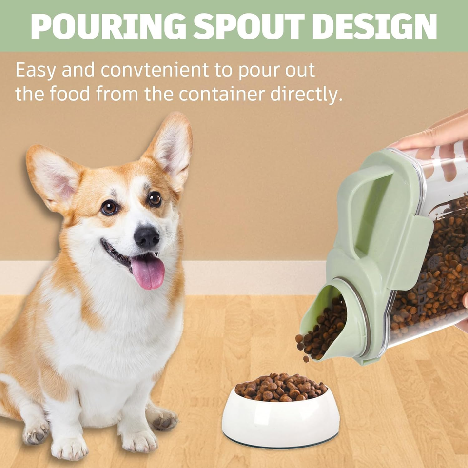 Dog & Cat Food Storage with Airtight Pour Spout & Measuring Cups ...
