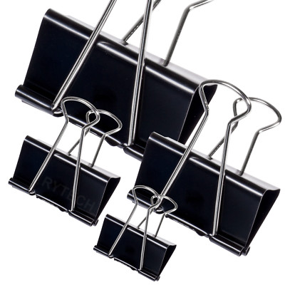 Black Metal Foldback Clips Bulldog Office Document Fold Back Paper ...