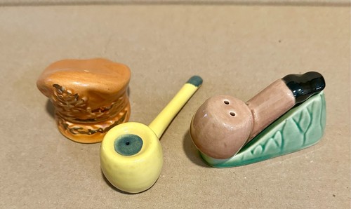 2 sets Vintage MacArthur Hat/Pipe AND Pipe on stand Salt & Pepper ...
