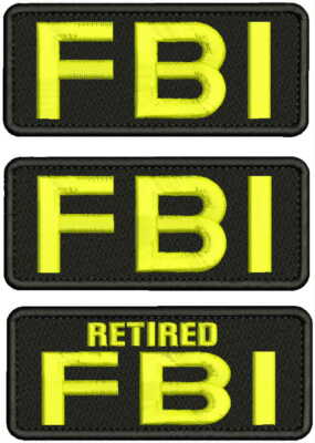 RETIRED F B I EMBROIDERY PATCH 2X5 HOOK ON BACK BLK/YELLOW 3 PATCHES | eBay
